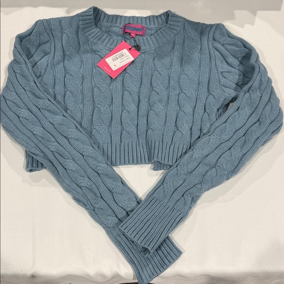 Edikted | Sweaters | Edikted Dusty Blue Cable Knit Sweater | Poshmark